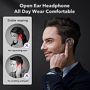 CNIOEPL Open Ear Headphones, Bluetooth 5.3 Wireless Headphones with 130 Degree Adjustable Earhooks, Noise Cancellation Headphone with Charging Case, Waterproof Open Ear Earbuds for Workout