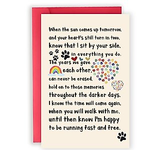 Abeletree Pet Loss Sympathy Card for Dog Cat, Dog Sympathy Card, Pet Memorial Gifts, Sympathy Gifts Loss of Dog Cat Pet, Small Dog Condolence Card for Dog Lover