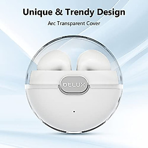 DeLUX True Wireless Earbuds DT7, Built Mic Deep Bass Ear Buds with BT 5.0, 25H Playtime, IPX4 Waterproof, Touch Control in-Ear Earphones for iPhone and Android