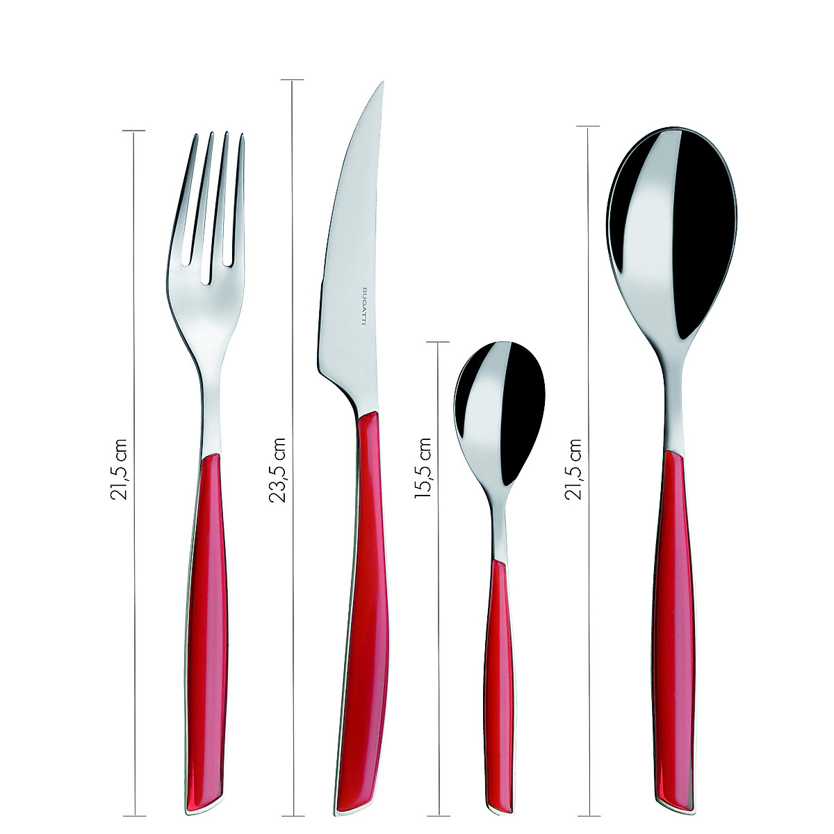 BUGATTI, Glamour, 24-piece Cutlery Set in 18/10 Stainless Steel and GREEN APPLE handle. 6-person Cutlery Set consisting of 6 spoons, 6 forks, 6 knives and 6 coffee spoons