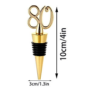 1 Pc Birthday Wine Stoppers, Wine and Beverage Bottle Stoppers Wedding Anniversary Birthday Party Souvenirs Decorations for Keeping the Wine Fresh - 80th