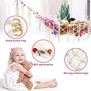 Stuffed Animal Nets, 59 Inches Hanging Stuffed Animal Netting Storage Large Wall Corner Stuffed Animal Hammock Organizer Ceiling Net DIY Beads for Kids Toy Display Bedroom Nursery (59 Inches, White)