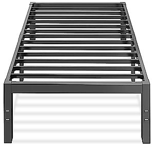 MAF Twin Bed Frames 14 Inch Metal Platform BedFrame with Black Heavy Duty Steel Slat Support Noise Free Twin-Bed-Frame, No Box Spring Needed