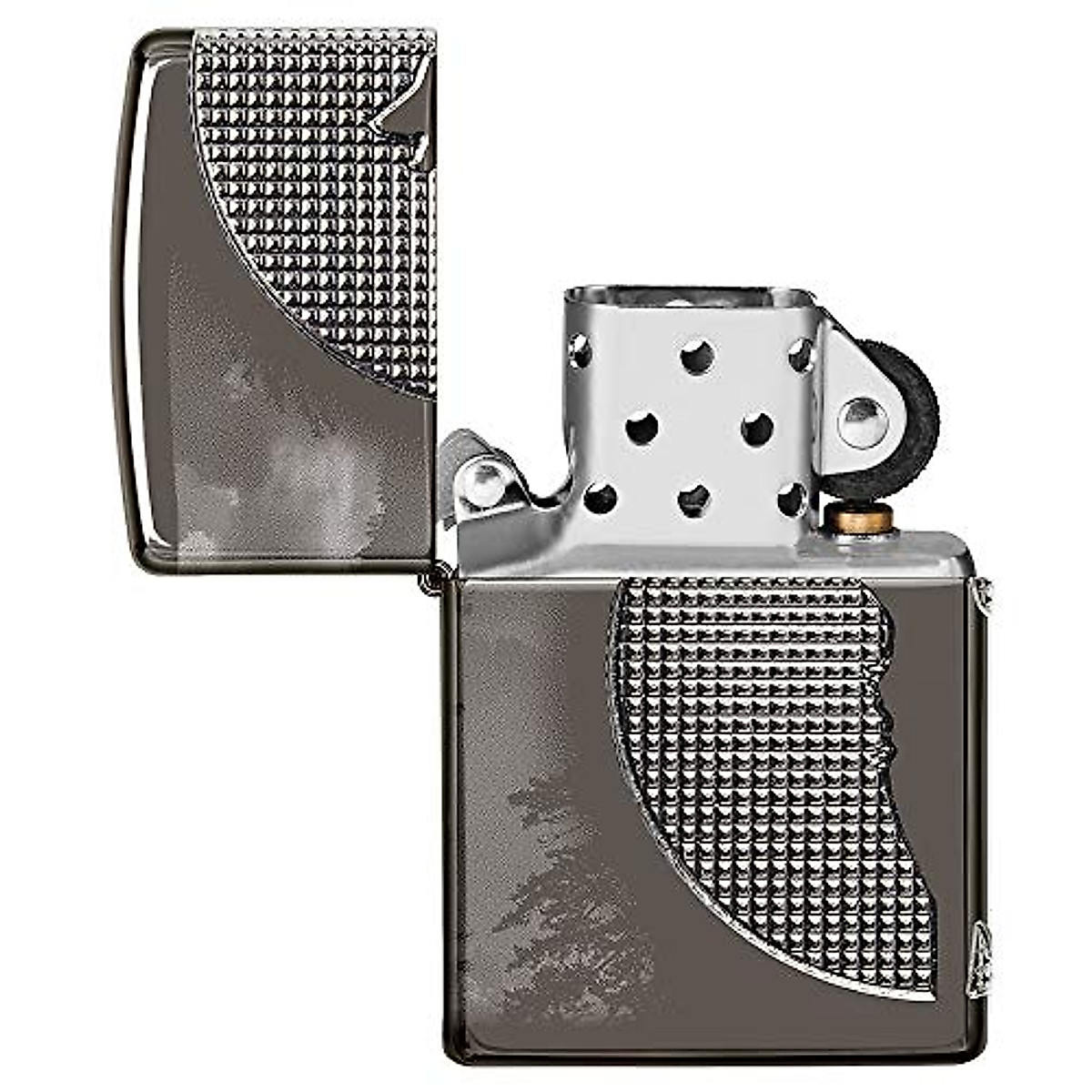 Zippo Armor Wolf Design Black Ice Pocket Lighter, One Size