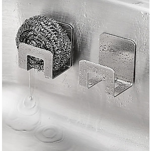 Singring 2Pcs Sponge Holder for Kitchen Sink Sponge Holder Stainless Steel Sink Caddy Adhesive Sponge Holder for Kitchen Bathroom
