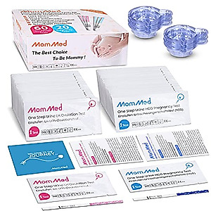 MomMed Pregnancy Test Strips (HCG20-LH60), Includes 20 Pregnancy Tests, 60 Test Strips, 80 Urine Cups, Easy to Use Ovulation Predictor Kit, Accurate Fertility Test for Women