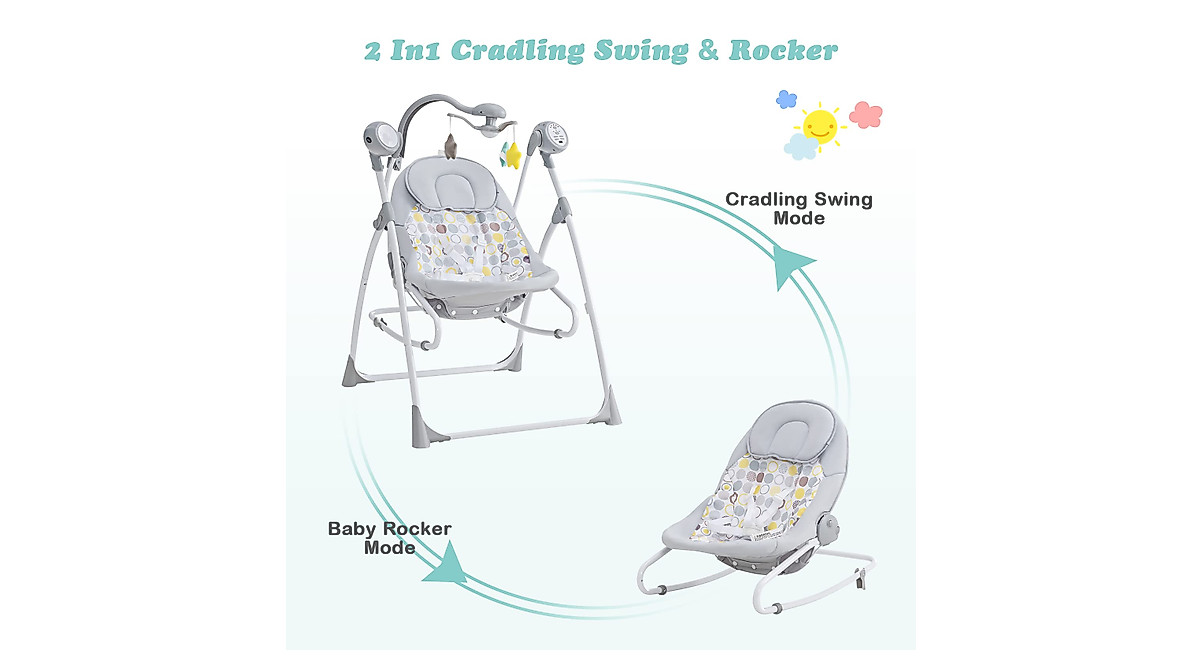 INFANS 2 in 1 Baby Swing & Bouncer for Infants - Portable & Space-Saving
