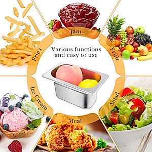 Thenshop 10 Pcs 1/9 Size 4 Inch Deep Hotel Pan Stainless Steel Steam Table Pan Commercial Metal Food Catering Tray for Hotel, Restaurant, Buffet, 0.8 mm Thick, 6.9 L x 4.3 W (European Style)