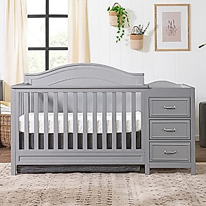 DaVinci Charlie 4-in-1 Convertible Crib and Changer Combo in Grey