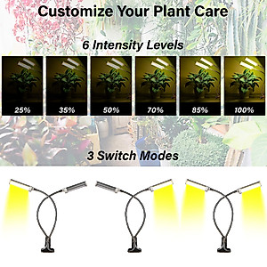 Brite Labs LED Grow Lights for Indoor Plants & Seedlings, Dual Head Plant Growing Lamps with 100 Full Spectrum Bulbs, Auto On Off Timer, Adjustable Gooseneck Arms, Desk Clip On, Dimmable Switch Modes