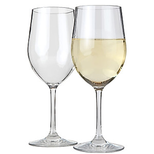 Lily's Home Unbreakable Chardonnay White Wine Glasses, Made of Shatterproof Tritan Plastic, For Indoor and Outdoor Use, Reusable and Dishwasher-Safe, Crystal Clear. 12 oz. Each, Set of 2