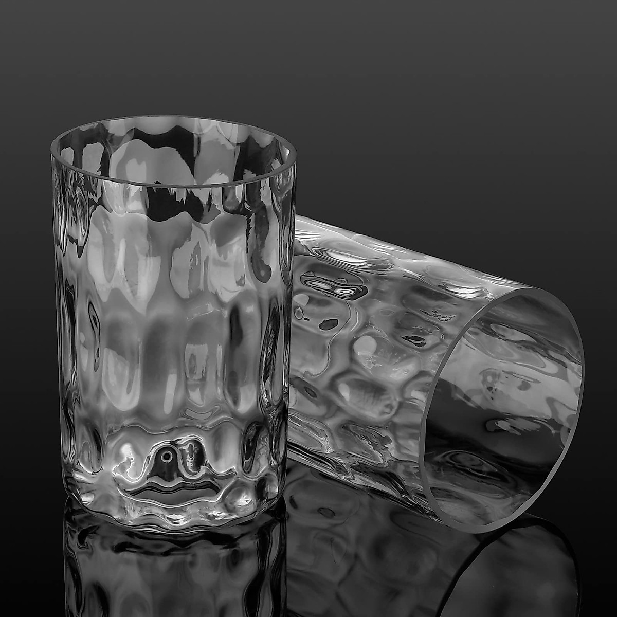 Canomo 3 Packs Hammered Glass Light Shade Cylinder Water Ripple Glass Lamp Shade Replacement 6 Inch Height Fit 2-1/4 Fitter for Wall Lamps Chandeliers or Ceiling Lamps