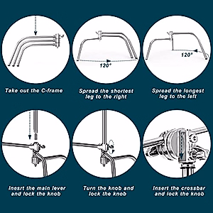 Altson Pro 100% Stainless Steel Heavy Duty C Stand with Boom Arm, Max Height 10.5ft/320cm Photography Light Stand with 4.2ft/128cm Holding Arm, 2 Grip Head for Studio Monolight, Softbox, Reflector