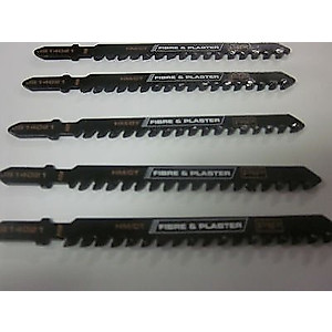 HM/CT 5pc T-SHANK SPECIAL FIBRE & PLASTER 6-tpi 4" CARBIDE JIGSAW BLADES T141HM