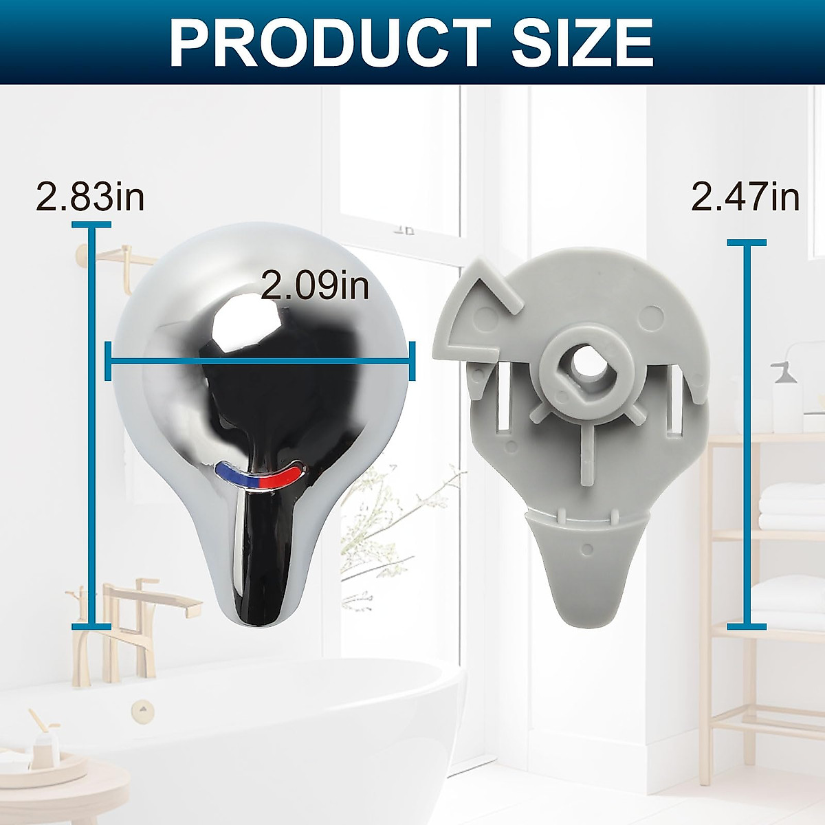 LEDBarz RP28595 Shower Knob Replacement for Delta Faucet Water Temperature Monitoring Control Handle with Cover,Shower Plumbing Repair kit for Delta,Chrome