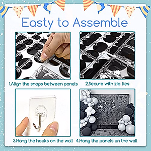 COKAOBE Black Shimmer Wall Backdrop, 24 Panels Round Sequin Shimmer Backdrop, Photo Backdrops for Birthday, Anniversary, Wedding, Graduation & Bachelorette Party Decoration