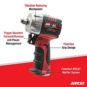 AIRCAT Pneumatic Tools 1059-VXL: 3/8-Inch Vibrotherm Drive Composite Compact Impact Wrench 750 ft-lbs
