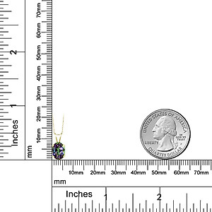 Gem Stone King 14K Yellow Gold Green Mystic Topaz Pendant Necklace | 1.58 Cttw | Gemstone Birthstone | Oval 8X6MM | Gold Pendant for Women | With 18 Inch Chain