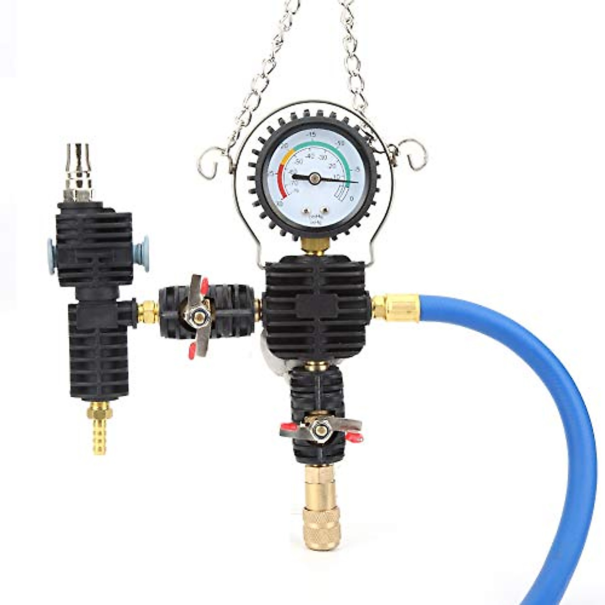 Cooling System Vacuum Purge Radiator Coolant Refill Tool Kit, Universal Automotive Water Tank Pneumatic Vacuum Antifreeze Change Filler Set, with Adapter Case Hose for Car Van SUV Truck