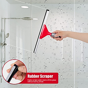 ZNM Window Cleaning Squeegee Kit, 2 in 1 Window Washing Kit with 62'' Extension Pole & Window Cleaner Tool, Professional Window Squeegee for Home Shower Mirror Car Glass Indoor & Outdoor