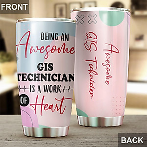 MEDROC Awesome GIS Technician Tumbler Stainless Steel 20oz, Funny GIS Technician Gifts Bulk For Birthday Christmas, GIS Technician Gifts For Men Women Office Coworker Driking Coffee Cup Humor