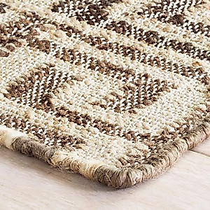 Dash and Albert Auricula Handwoven Jute Rug, 10 X 14 Feet, Black/Neutral Geometric Pattern