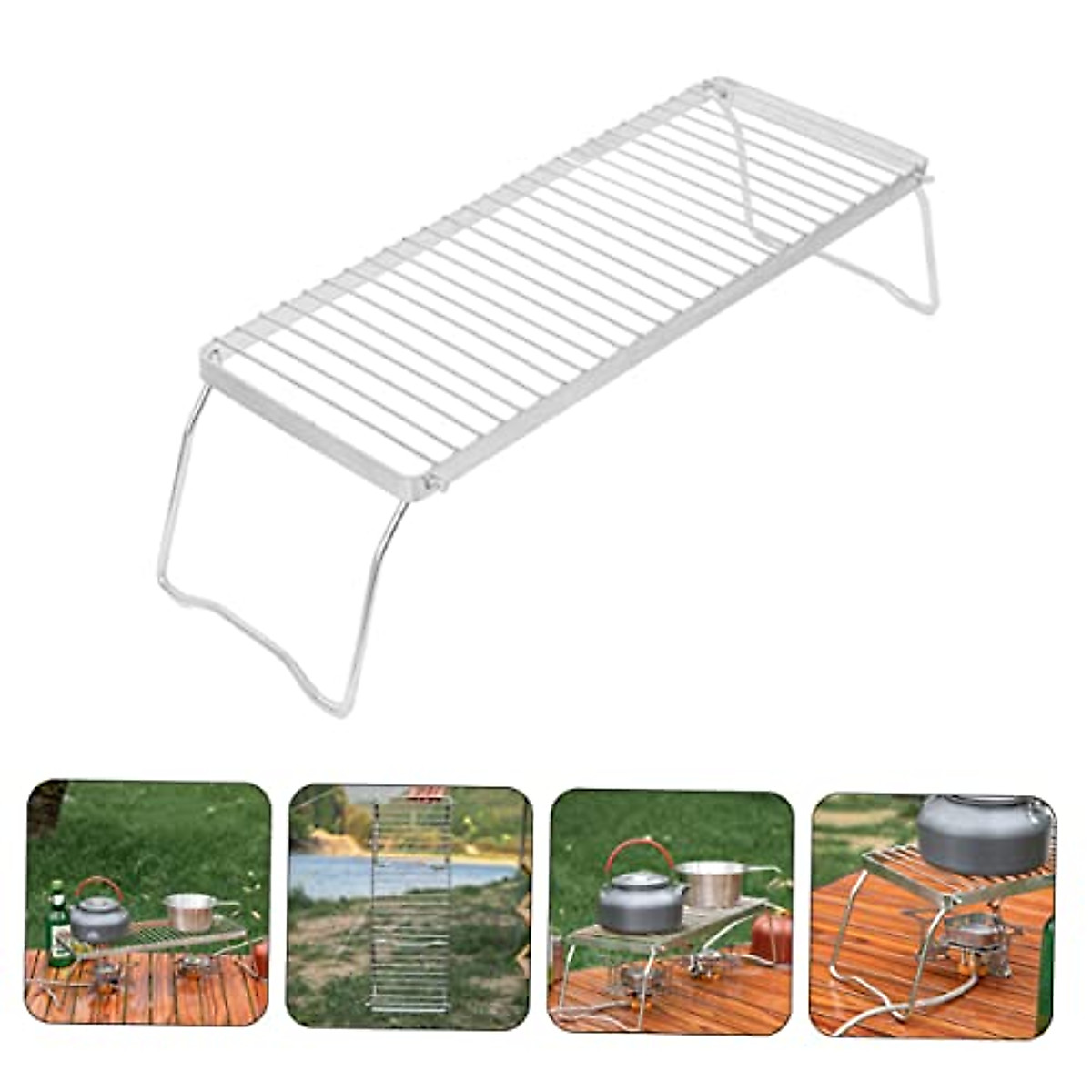 Kisangel 2pcs Burner Support Mini Charcoal Grill Outdoor Charcoal Grill Portable Bbq Grill Campfire Grill Rack Camp Grill Grate Camping Grill Rack Camping Barbecue Rack Foldable Grill Rack