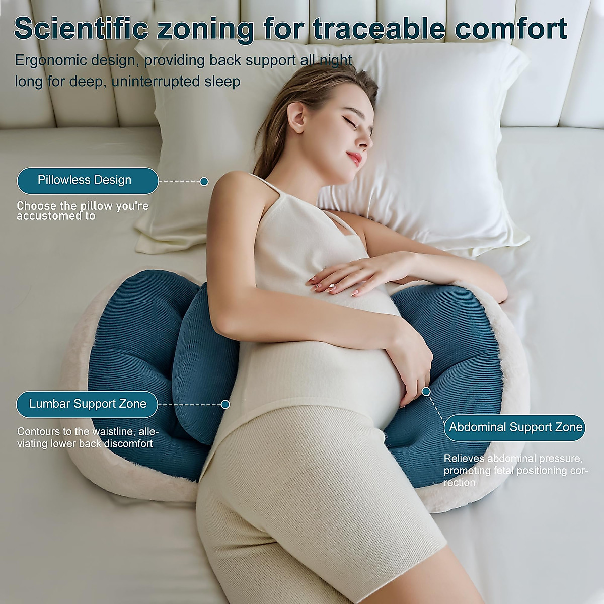 pobopobo Pregnancy Pillow for Sleeping,Comfortable Faux Fur Luxury Maternity Pillow Support for Pregnant Women, Pregnancy Pillows with Laundry Bag, Maternity Pillows for Hip Pain(Coffee)