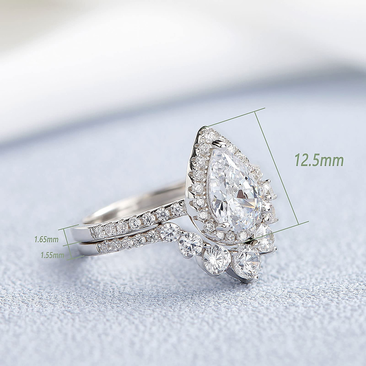 Wuziwen 925 Sterling Silver Womens Wedding Bands Bridal Ring Sets for Her Cubic Zirconia Size 9