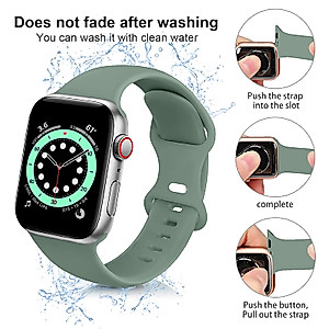 Mangoton Sport Silicone Bands Compatible with Apple Watch Band 42mm 44mm, Women Men Replacement Strap Wristbands for iwatch Series SE 6 5 4 3 2 1(Pine Green,42mm/44mm)