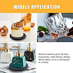 Silicone Drink Coasters Set of 4, Non-Slip Cup Coasters, Heat Resistant Cup Mate, Soft Coaster for Tabletope Protection, Furniture from Damage (Black)