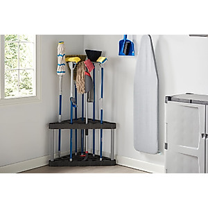 Rubbermaid Garage Corner Tool Tower Rack, Easy to Assemble, Organizes up to 30 Long-Handled Tools/Rakes/ Brooms/Shovles for Home/House/Outdoor/Sheds
