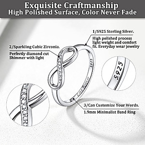 Bestyle S925 Sterling Silver Infinity Knot Ring, Size 8, CZ Band Ring for Women/Wife/Friends/Sister, Love Promise Engagement Wedding Ring