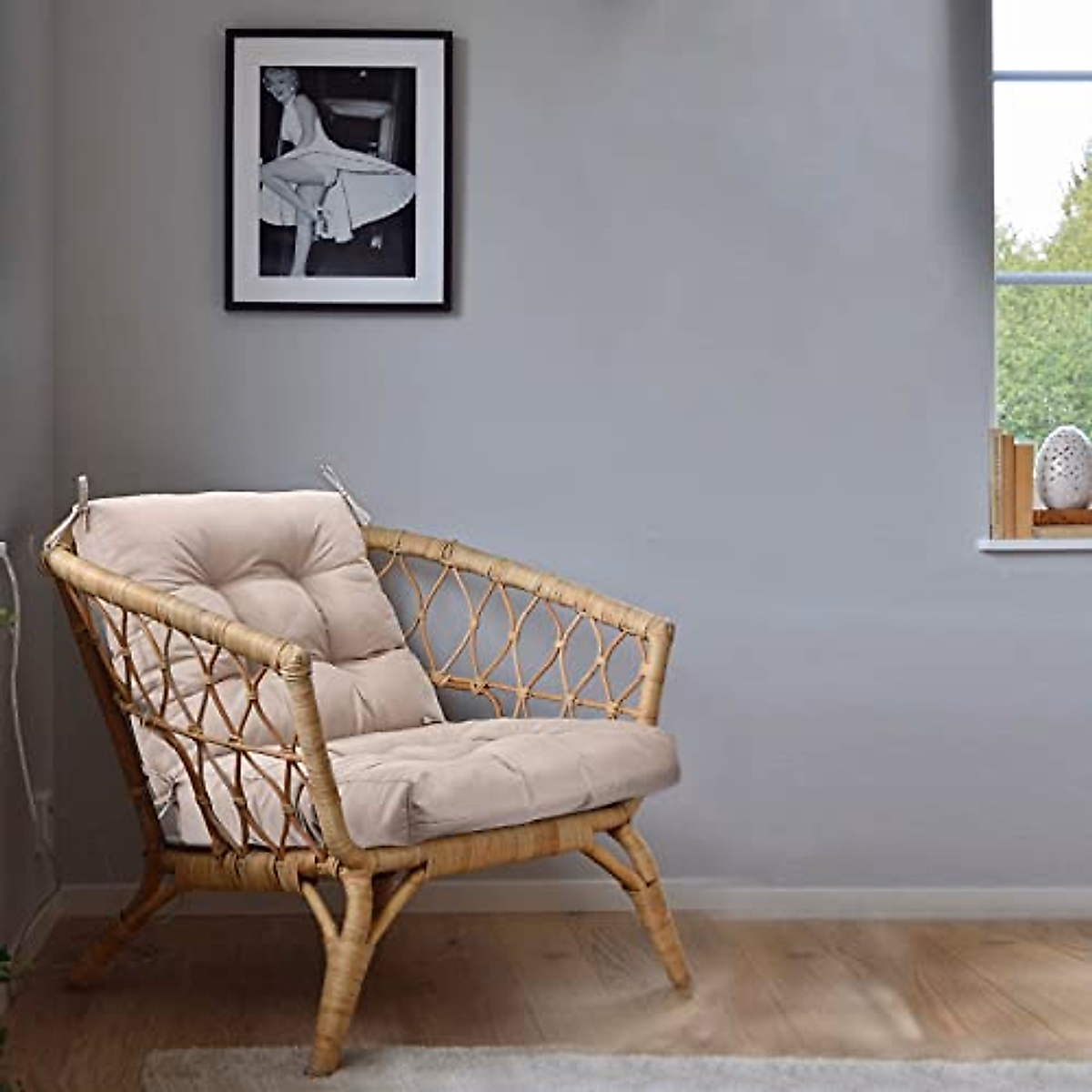 SewKer Outdoor Seat Back Chair Cushion, 21" x 21" x 21" Indoor Tufted Seating Patio Couch Furniture Replacement Cushions - Light Brown