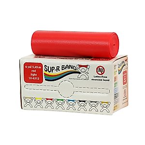 FEI 10-6312 CanDo Sup-R Latex Free Exercise Band, 6 yd Roll, Red, Light
