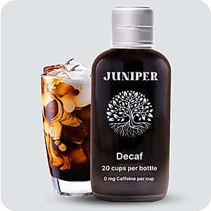 Juniper Ultra Coffee (Decaf) : Caffeine Free Organic Coffee Concentrate - 0mg of Caffeine per serving - Create Delicious Iced or Hot Coffee in an Instant with 20 Servings Per Bottle.