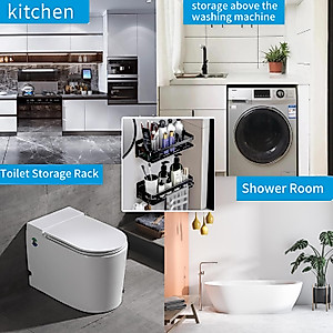 LYGJMYOK Black Kitchen Sink Caddy Sponge Holder, Stainless Steel Suction Cup Kitchen Sink Organizer With Dishcloth Rack, No Drill Rustproof Soon Clean Kitchen Sink Caddy Removable Drain Tray