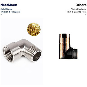 NearMoon Shower Head Elbow Adapter, Solid Brass 1/2" Shower Arm Extension for Connecting Shower Head, 90 Degree (Brushed Nickel)