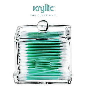 Kryllic Qtip Holder - Qtip Dispenser Cotton Swab Ball Pad Holder Compact Organizer Bathroom Jars Bathroom Containers Qtip Jar Storage Q Tip Holder