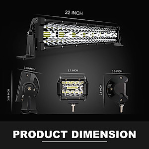 DOT 22Inch Triple Row 450W LED Light Bar+2PCS 4Inch Led Fog Cube Pods+Wiring Kit for Driving Lamps Marine Boat Ram Polaris Honda Can Am Defender Dodge GMC UTV ATV Frontier Commander Tractor 4 Wheeler