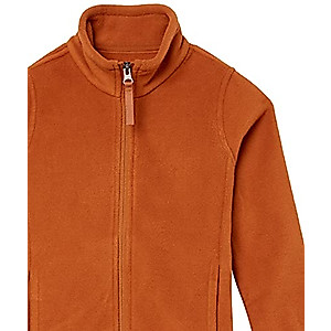 Amazon Essentials Toddler Boys' Polar Fleece Full-Zip Mock Jacket - Discontinued Colors, Rust Orange, 4T
