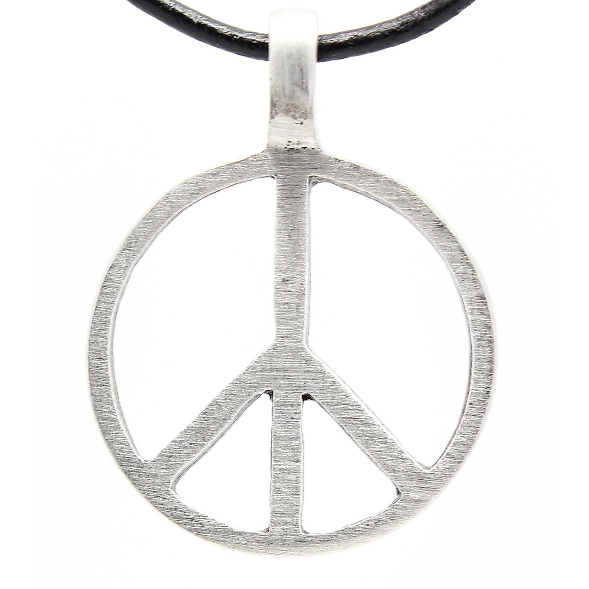 Trilogy Jewelry Pewter Classic Peace Sign Love Hippie Pendant on Leather Necklace