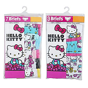 Hello Kitty Girls' 100% Combed Cotton Underwear 7pk and 10pk Panties in 2/3T, 4T, 4, 6 and 8, Hk10pk