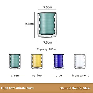 JstDoit Double Wall Glass Espresso Cups, Insulated Glass Coffee Mug Creative Drinking Glasses Ripple Glassware for Hot Beverages, Water, Juice, Coffee, Latte, Cappucino 200ML/6.76oz (Brown)