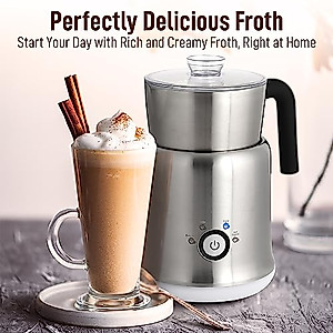 Zulay Electric Hot Chocolate Maker Machine - Powerful, Stainless Steel Hot Chocolate Machine & Hot Cocoa Maker - 4-in-1 Detachable Milk Frother Heater & Cold Foam Maker - Milk Frother Dishwasher Safe