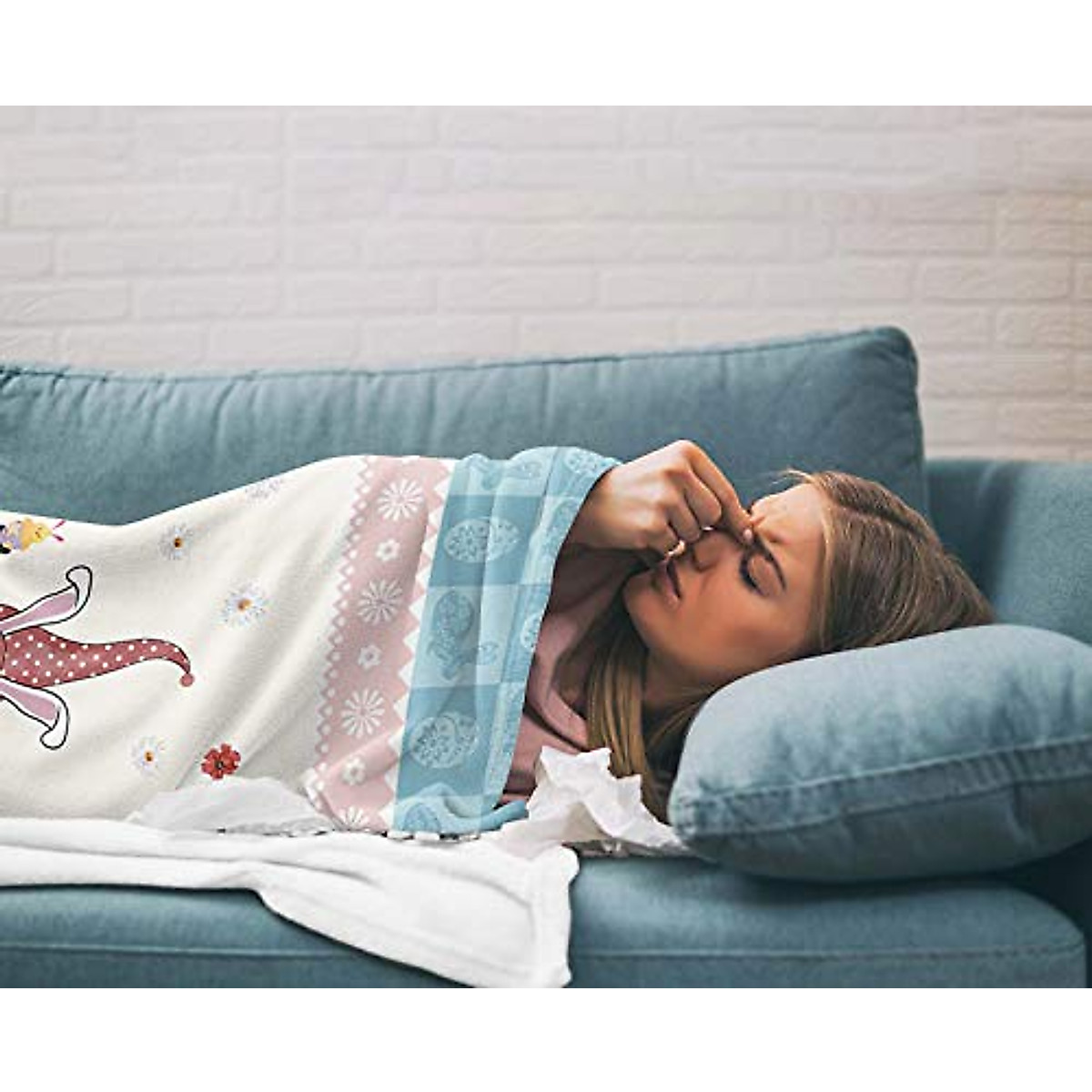 Happy Easter Lovely Gnomes Throw Blanket, Lightweight Cozy Warm Throws Cute Bunny Eggs Buffalo Plaid, Super Soft Fuzzy Plush TV Blankets for Living Room Bedroom Bed Couch Chair