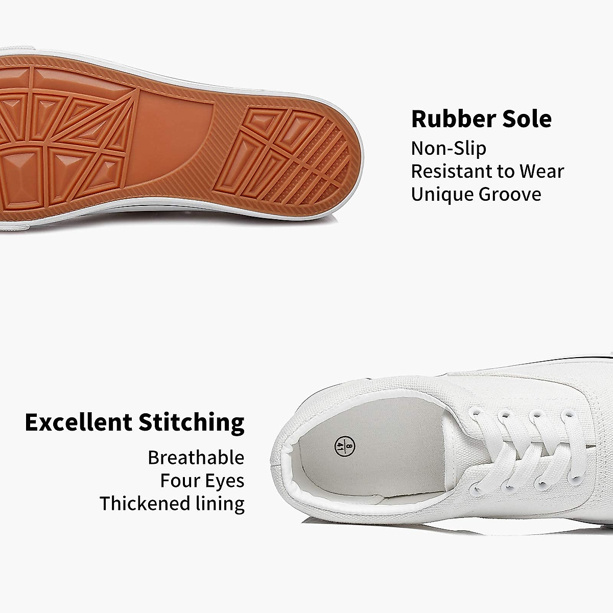 yageyan Mens Low Top Canvas Shoes Lace-up Fashion Canvas Sneakers Casual Shoes for Men Black and White(White,8.5)