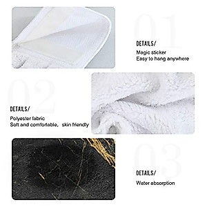 Alaza Black Marble with Golden Veins Kitchen Towels with Hanging Loop Absorbent & Fast Drying Dishtowels Set of 2