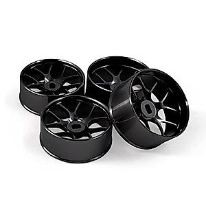 Abendor 4Pcs Metal 1/24 1/28 RC Car Drift Wheels, [2N+2W] 22mm 1/28 RC Car Drift Hubs for BBS Mini-Q HGD1 Mini-D DRZ Wltoys K969 K989 Rc Car Upgrade Parts (Black, 3.5 Degree)