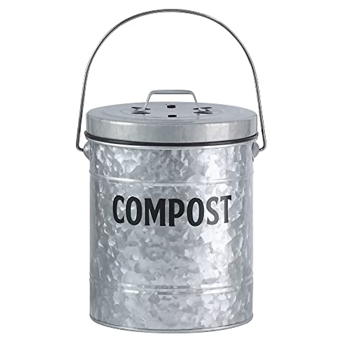 Kitchen Compost Bin by Saratoga Home - 1.3 Gal/5L Metal Compost Bucket for Kitchen Countertop, Kitchen Composter, Countertop Compost Bin, Compost Bin Kitchen, Kitchen Compost Bin Countertop, Silver